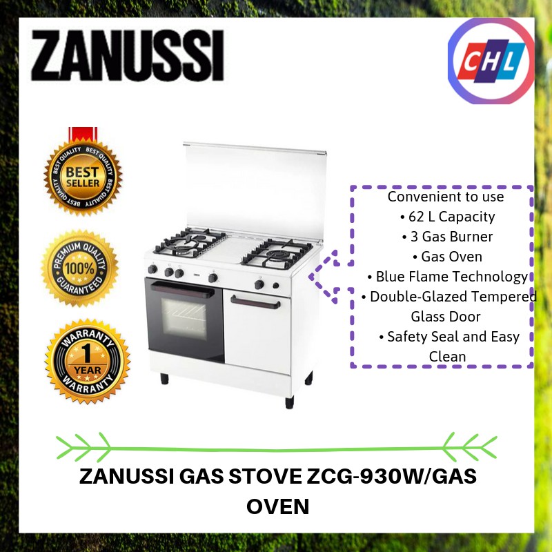 Zanussi (READY STOCK) 3 Burner Freestanding Gas Cooker (White) ZCG930W ...