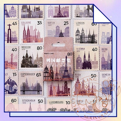 Fluff's 45pcs Country Stamp Sticker Vintage Sticker Box Sticker Journal ...