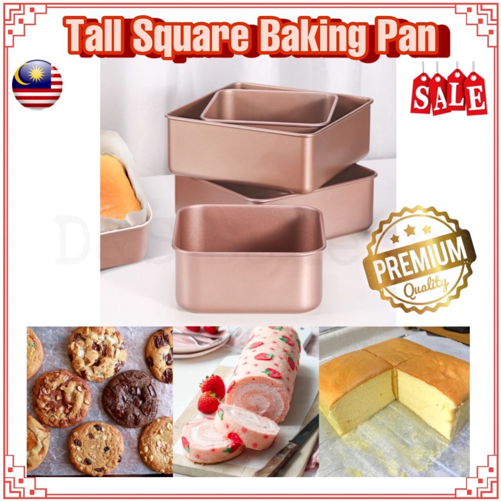 🇲🇾 D&S 6/7/8/9 inches Square Baking Pan Tall, High Baking Pan Loyang ...