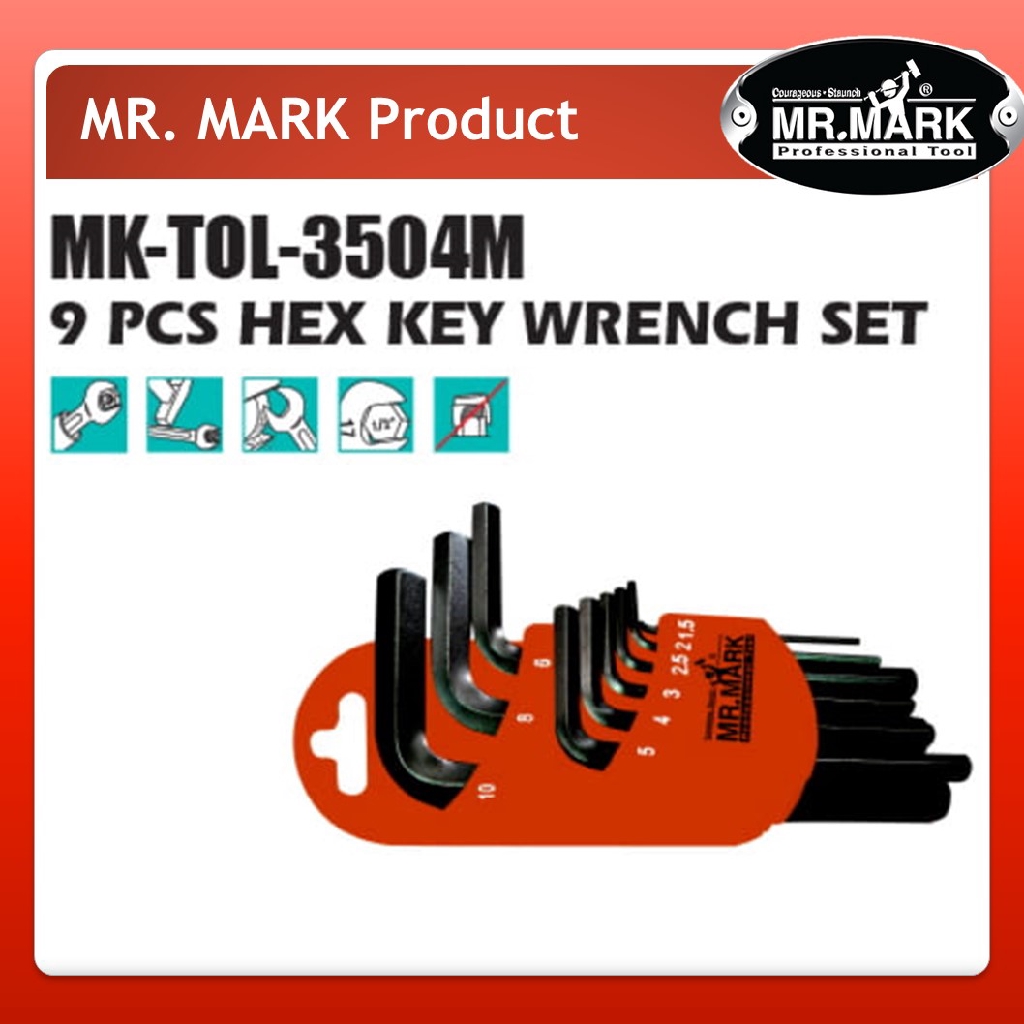 MK-TOL-3504M MR MARK 9 PCS HEX KEY WRENCH SET | Shopee Malaysia