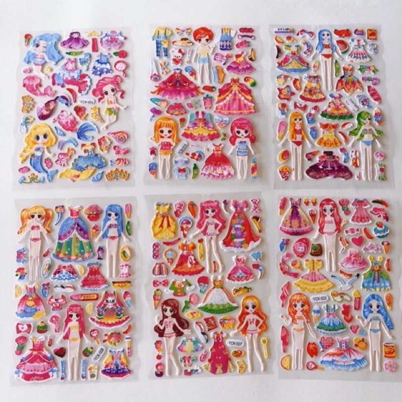 Princess fashion 3D embossed stickers with beautiful glitter for babies ...