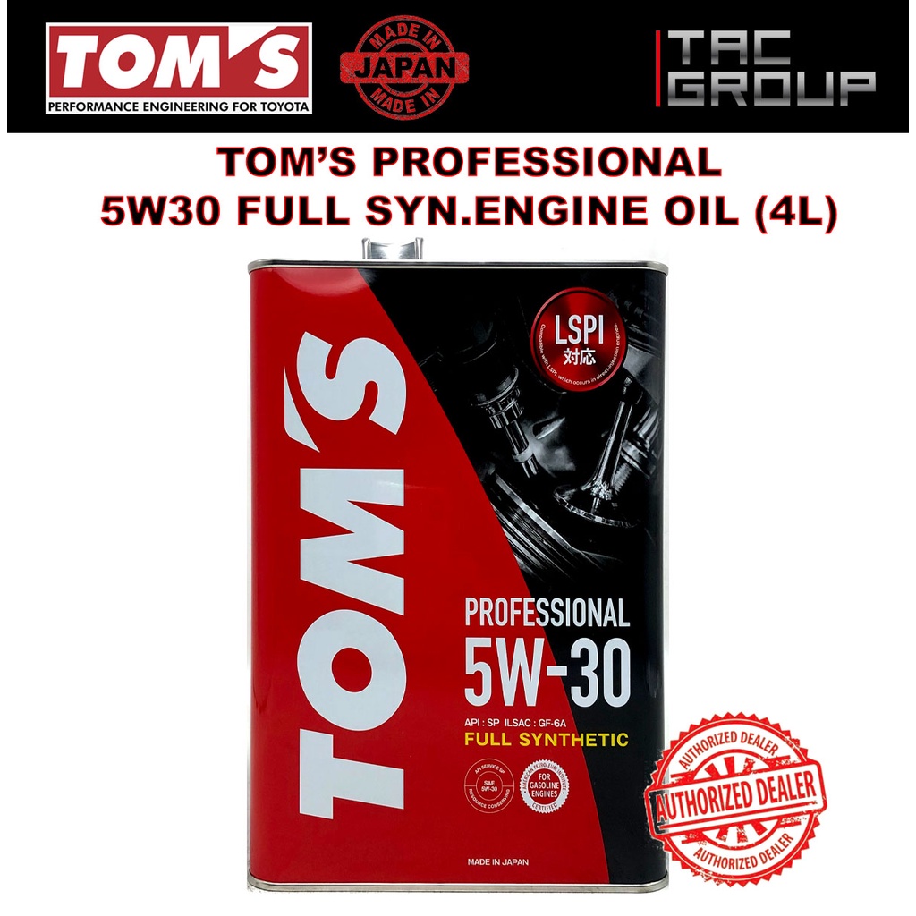 TOM'S 5W30 4L Fully Synthetic SP LSPI Engine Oil Car Lubricant 5W-30 ...