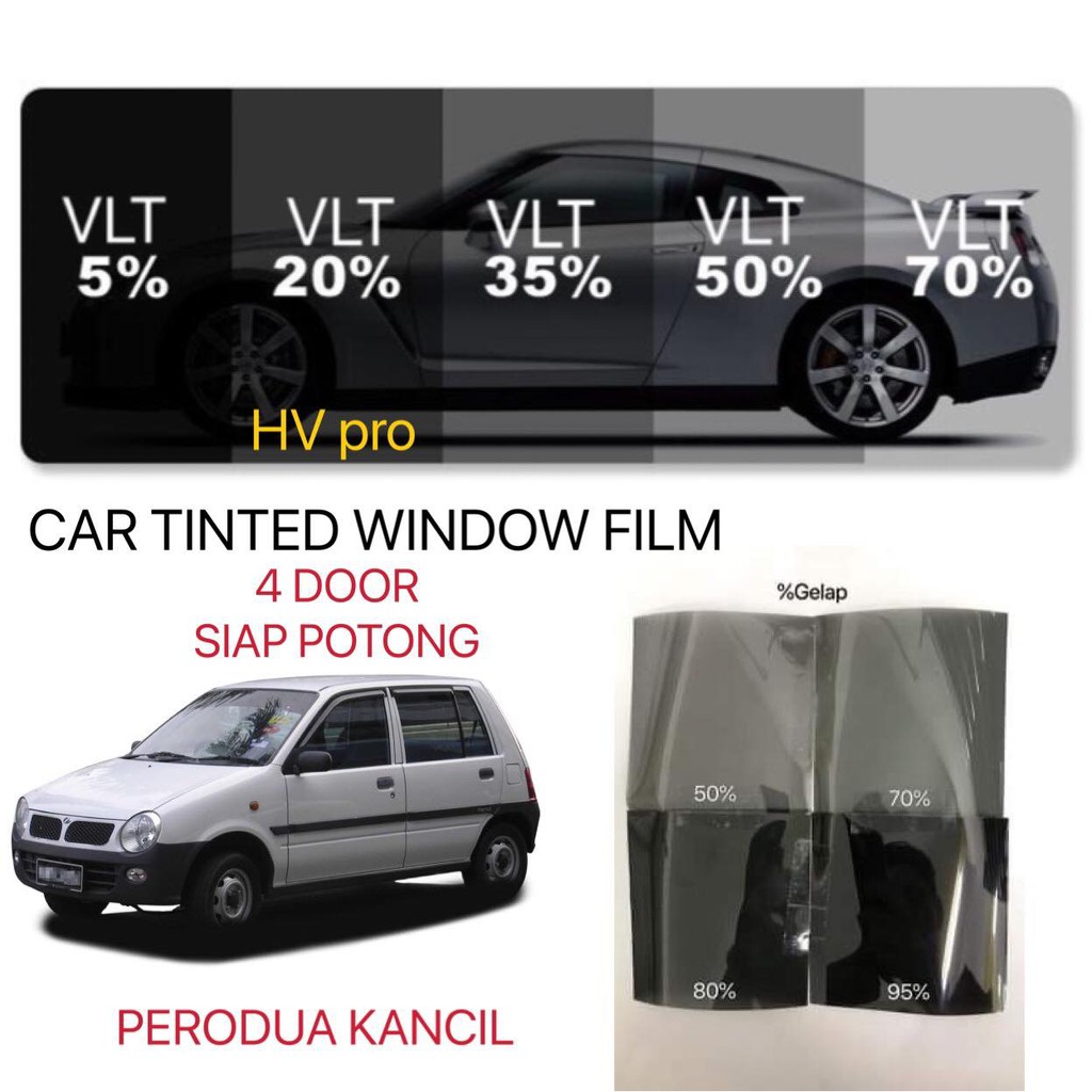 Perodua Kancil 4 Pintu Tinted UV Hitam (Gelap 50% 65% 80% 95%) Siap ...