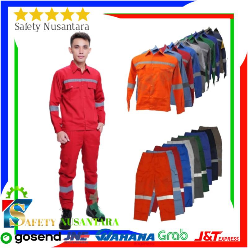 MERAH Red Top and Bottom Safety Suit / Project Safety Wearpack Long ...