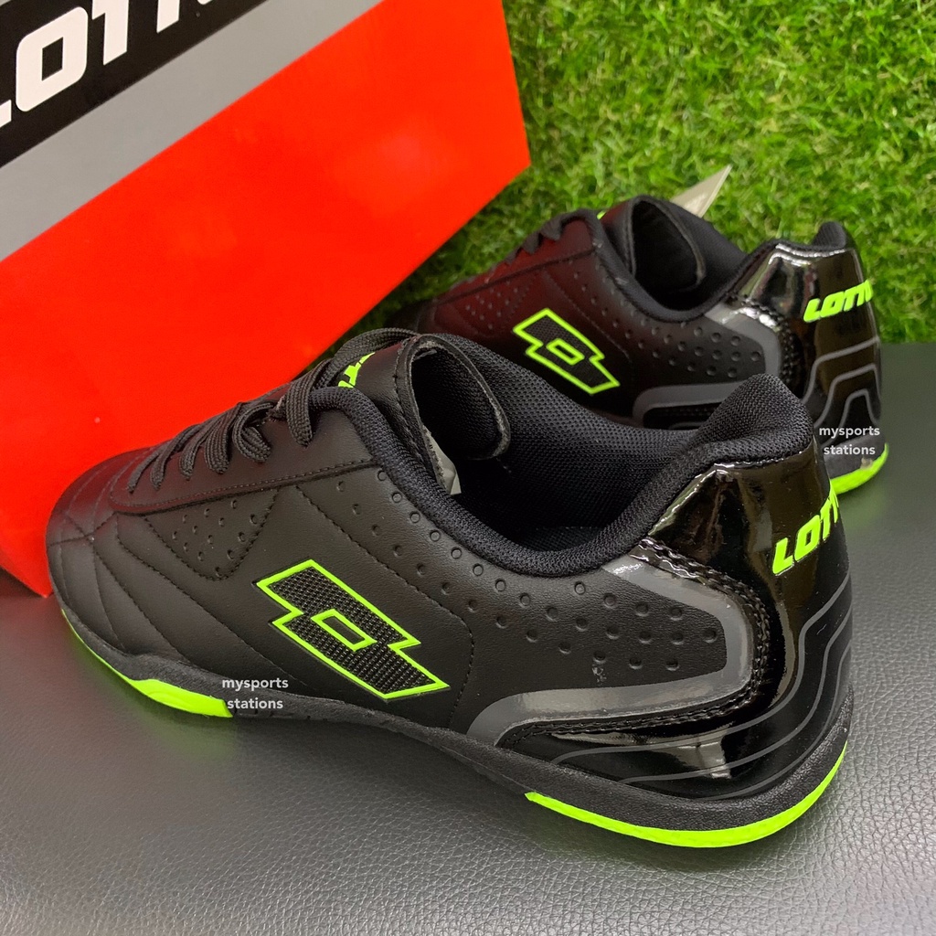 LOTTO Elito F1430 Futsal Shoes | Kasut Futsal (Black-Green | Navy) 100% ...