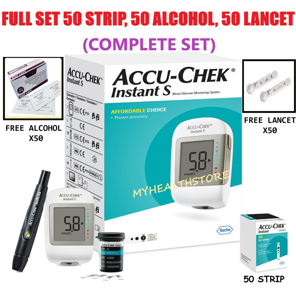 [SHIPIN24H][FULL SET] Accu Chek Instant S Meter Set +10/25/50strip+10 ...