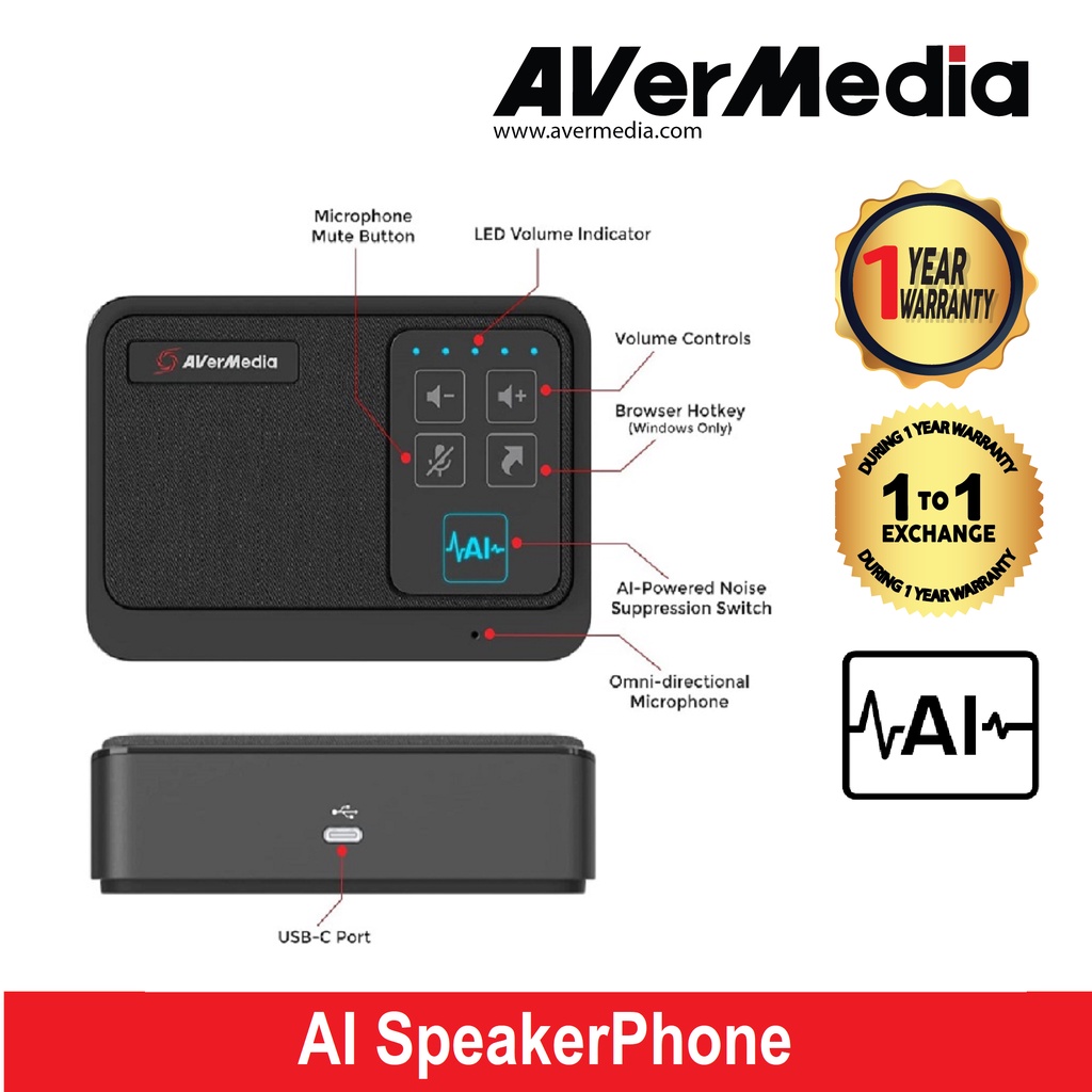 [Official-Store] Avermedia AI Microphone Speakerphone (AS311) | Shopee Malaysia