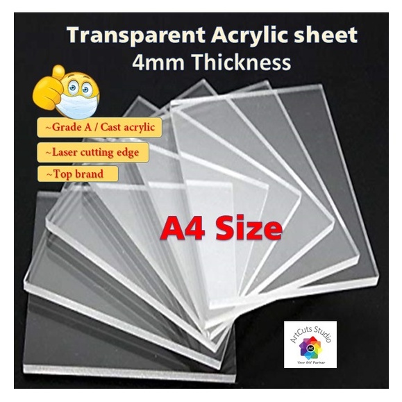 4mm Casting Acrylic Sheet Board Transparent Clear A4 Size -DIY Project ...