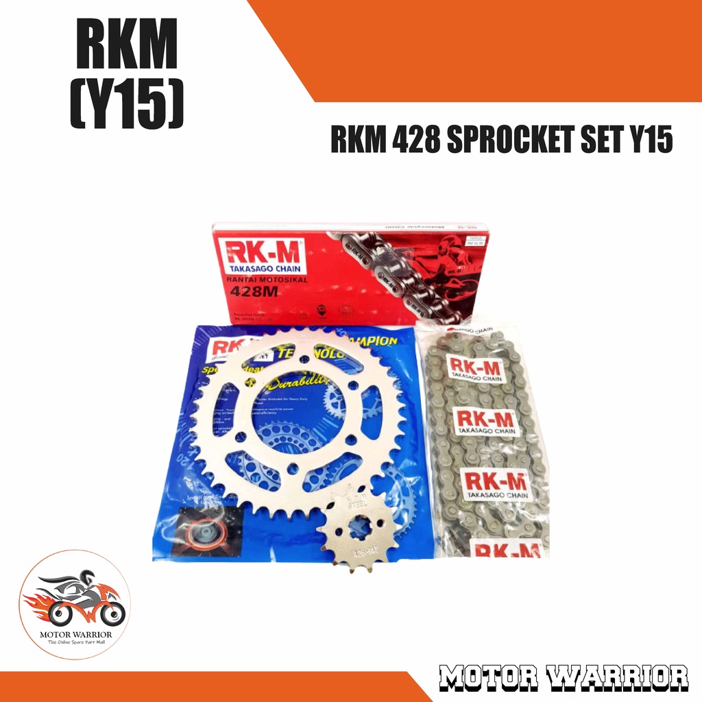 Y15 / FZ150 428 RKM Sprocket Set / Sprocket set RKM Termasuk Rantai 428 ...