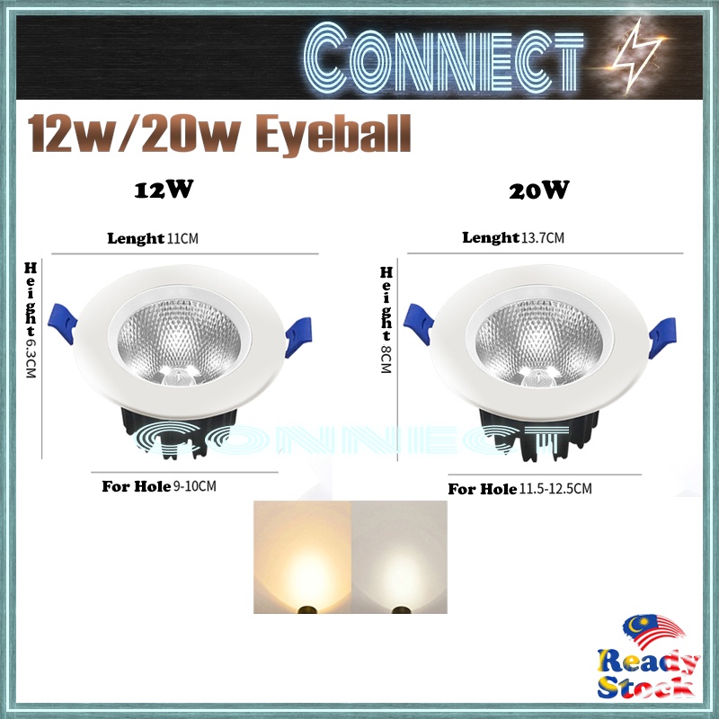 12W 20W Led Eyeball COB Spotlight Ceiling Light Warm White 3000K ...