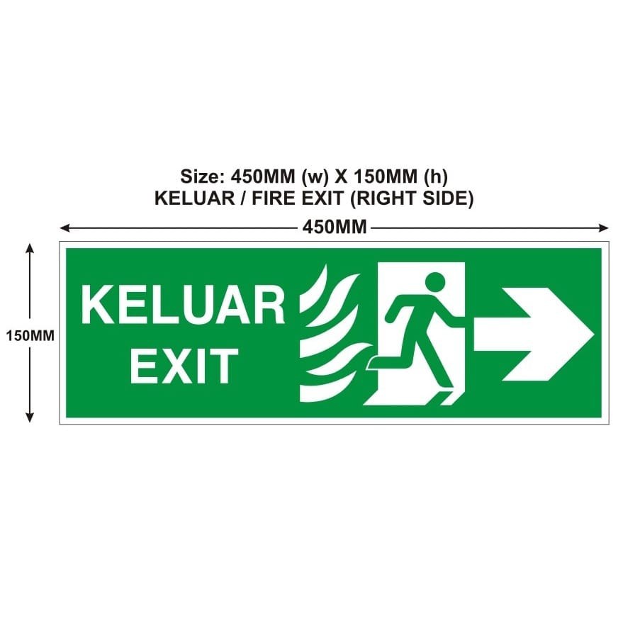 PROGUARD| EMERGENCY BUILDING ESCAPE FIRE EXIT KELUAR SAFETY SIGN PVC ...