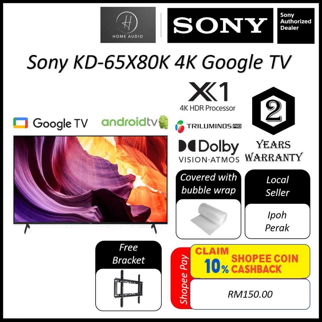 Sony 65" 4K HDR LED Google TV ( Android TV) - KD-65X80J / KD-65X80K ...