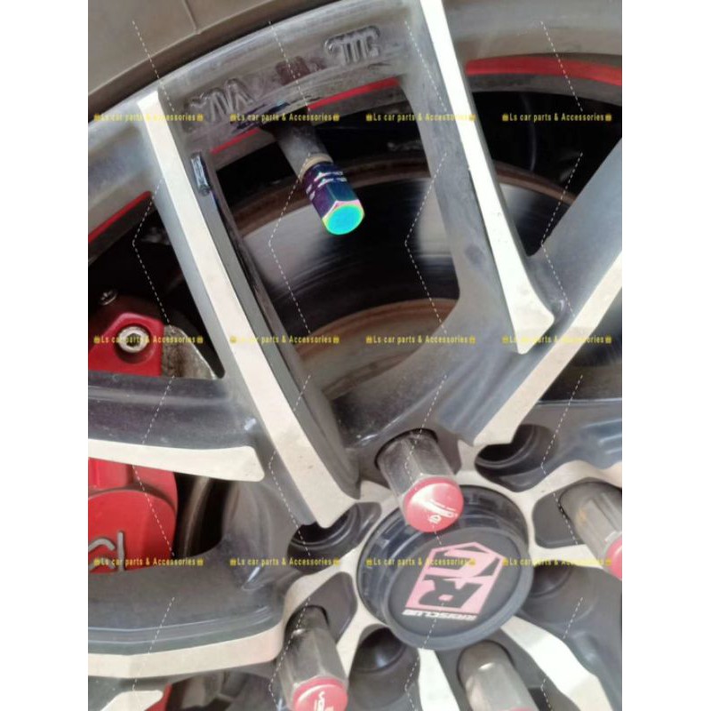 Titanium Nut Wheel Sport Rim Cap Rainbow Colour Air Tayar Valve Tire ...