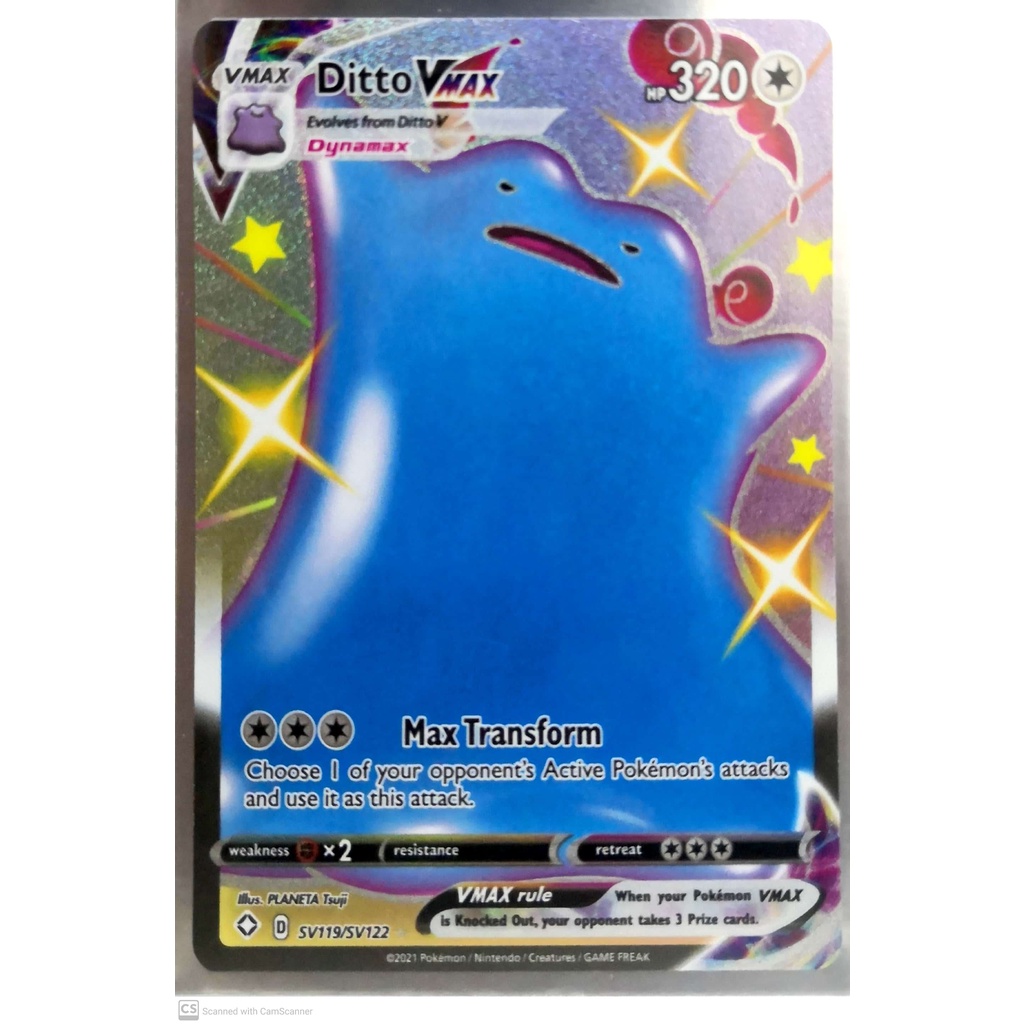 Pokemon Trading Card Game PTCG Ditto VMAX - SV119/SV122 - Shiny Rare ...