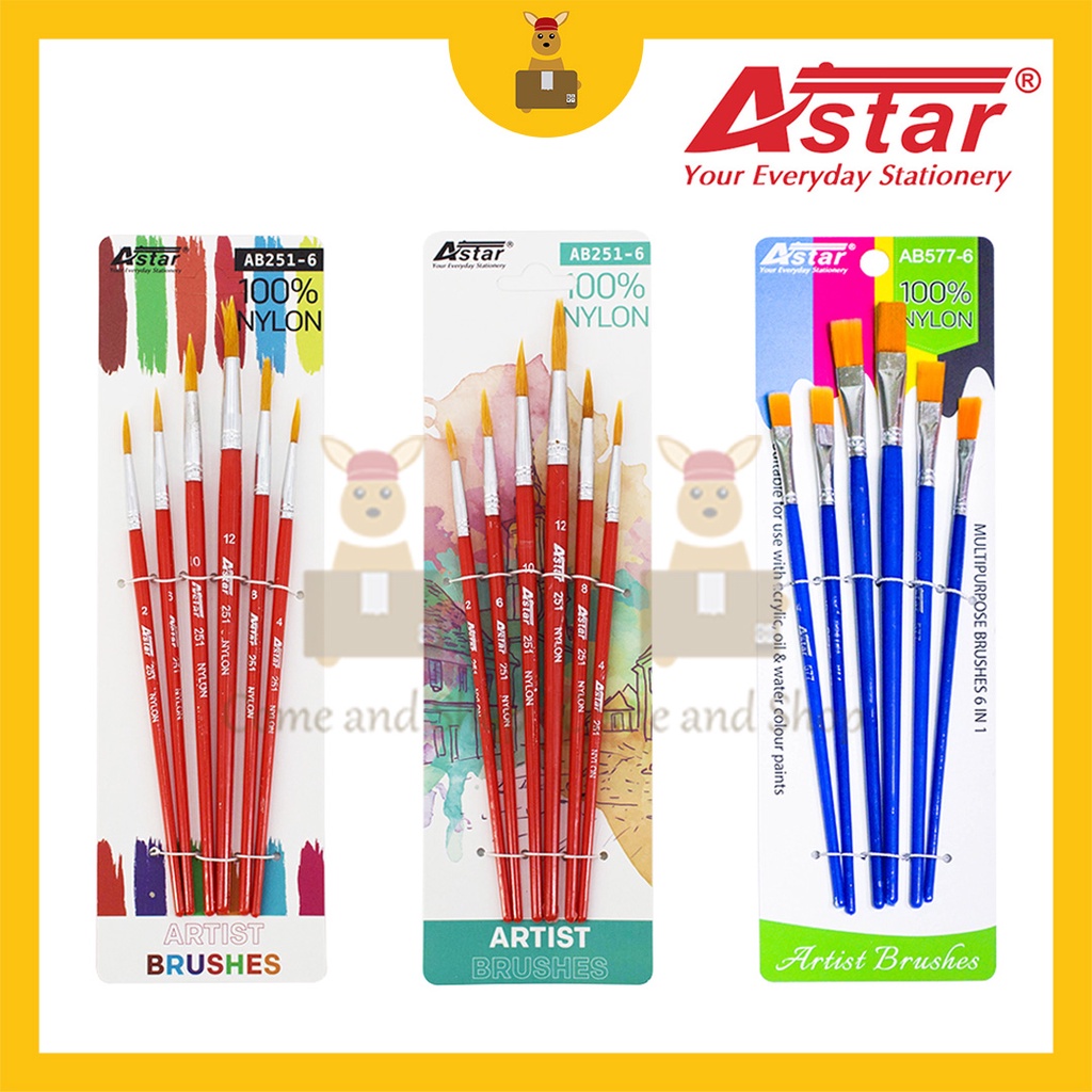 ASTAR Artist Nylon Paint Brushes Set 6 in 1 Watercolor Brush / Berus ...