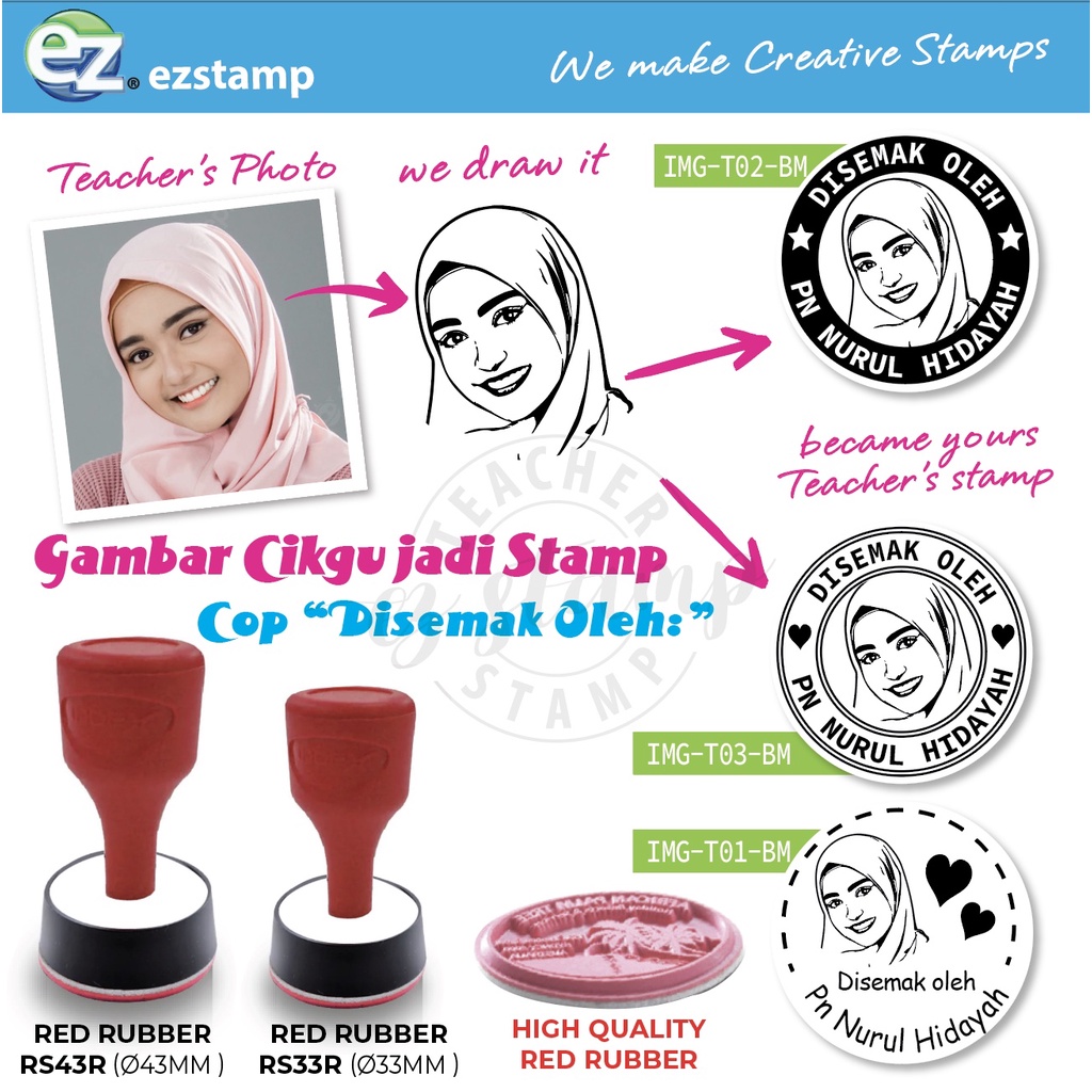 Cop Guru "Disemak Oleh/Checked by" dgn Muka Cikgu- high Quality RED ...
