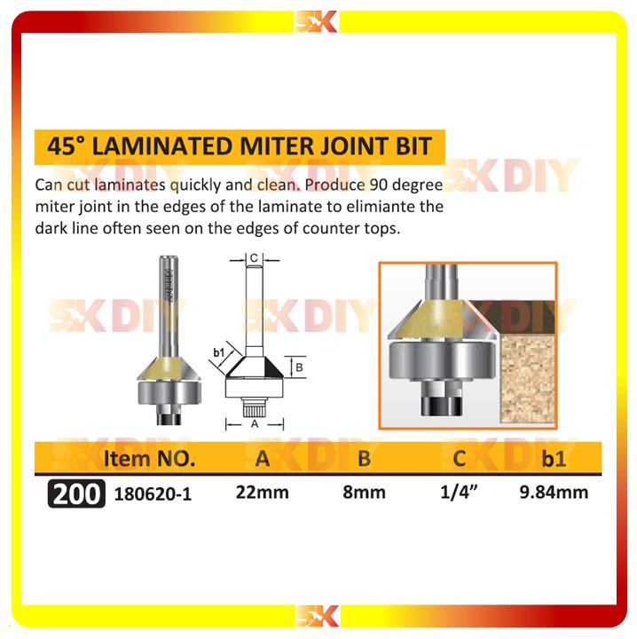 🇲🇾ARDEN Router Bit - 45° Laminate Miter Joint Bit ( #200 ) | Shopee ...