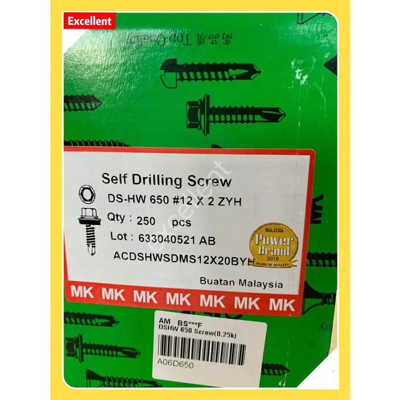 MK SELF DRILLING SCREW / SKRU BESI BUMBUNG DSHW 520/525/640/650/665 BOX ...