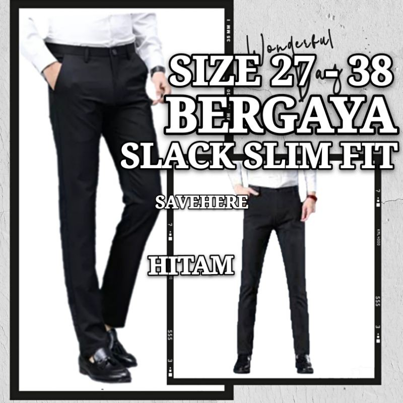 SELUAR SLACK SLIM FIT HITAM LELAKI | Shopee Malaysia