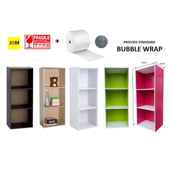JH 3 TIER SHELF RACK BUKU STORAGE SHELF MULTIPURPOSE CABINET SHELF ...