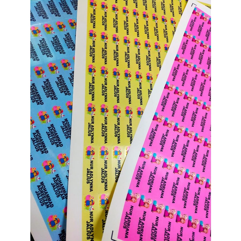 Sticker Nama Kartun [Kalis Air] 20mm Tinggi 🔥 / Custom Cartoon Name ...