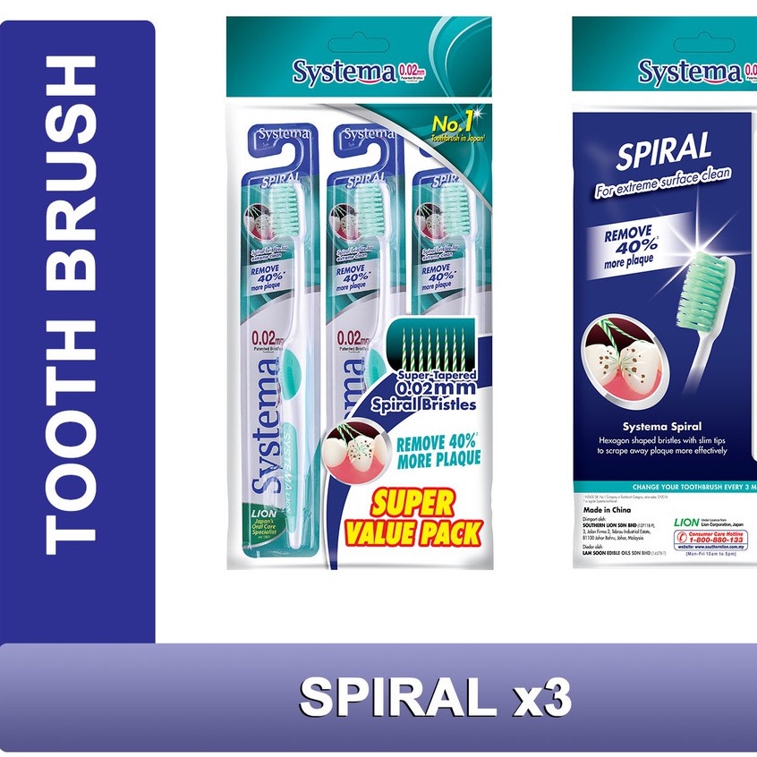 SYSTEMA Enhanced Clean Toothbrushes - Spiral 3pcs (Soft) | Shopee Malaysia