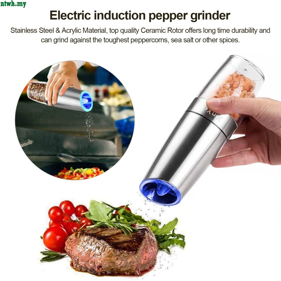NTW Gravity Electric Salt Shaker Automatic Pepper Grinder Pepper Salt ...