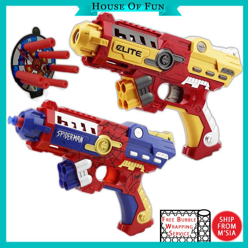 Avengers Toy Gun Ironman Spiderman Toys Soft Bullet Nerf Blaster ...
