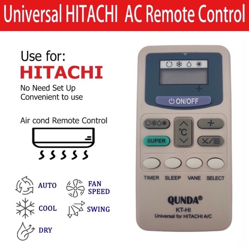 Universal Hitachi Air-Coditional Remote Control KT-HI | Shopee Malaysia