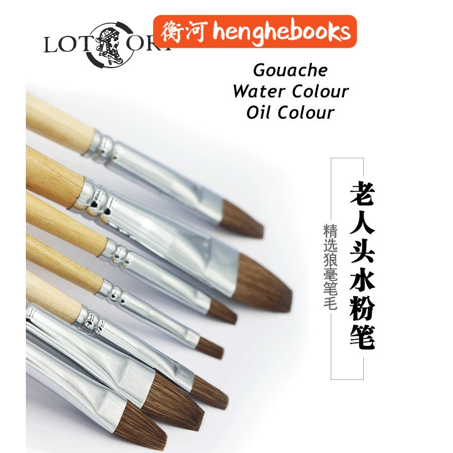 【Set】Berus Lukisan Painting Brush Lotory 166 Flat Head Watercolour ...