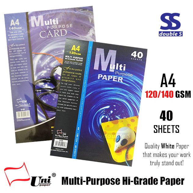 Uni Paper Multi-Purpose Paper 120GSM/140GSM (40Sheets) | Shopee Malaysia