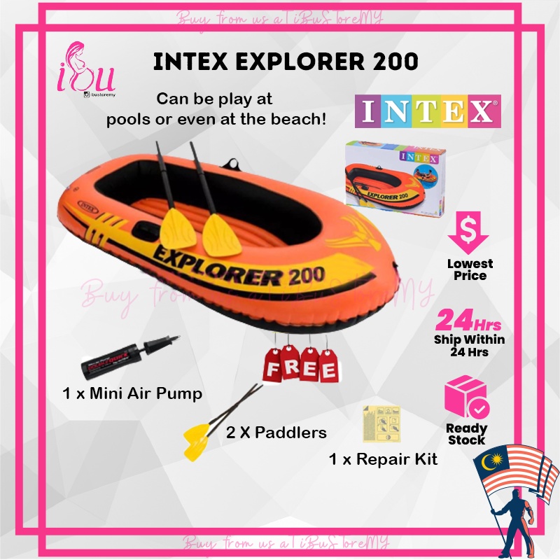 INTEX 58331 200 Explorer Inflatable Swimming Fishing Boat Free Pump ...