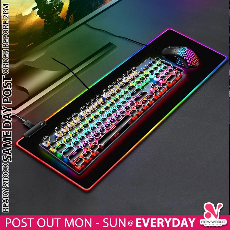 𝟭𝟰 𝗠𝗢𝗗𝗘𝗦 》800x300mm / 80x30cm RGB Rainbow LED Light Mouse Pad ...
