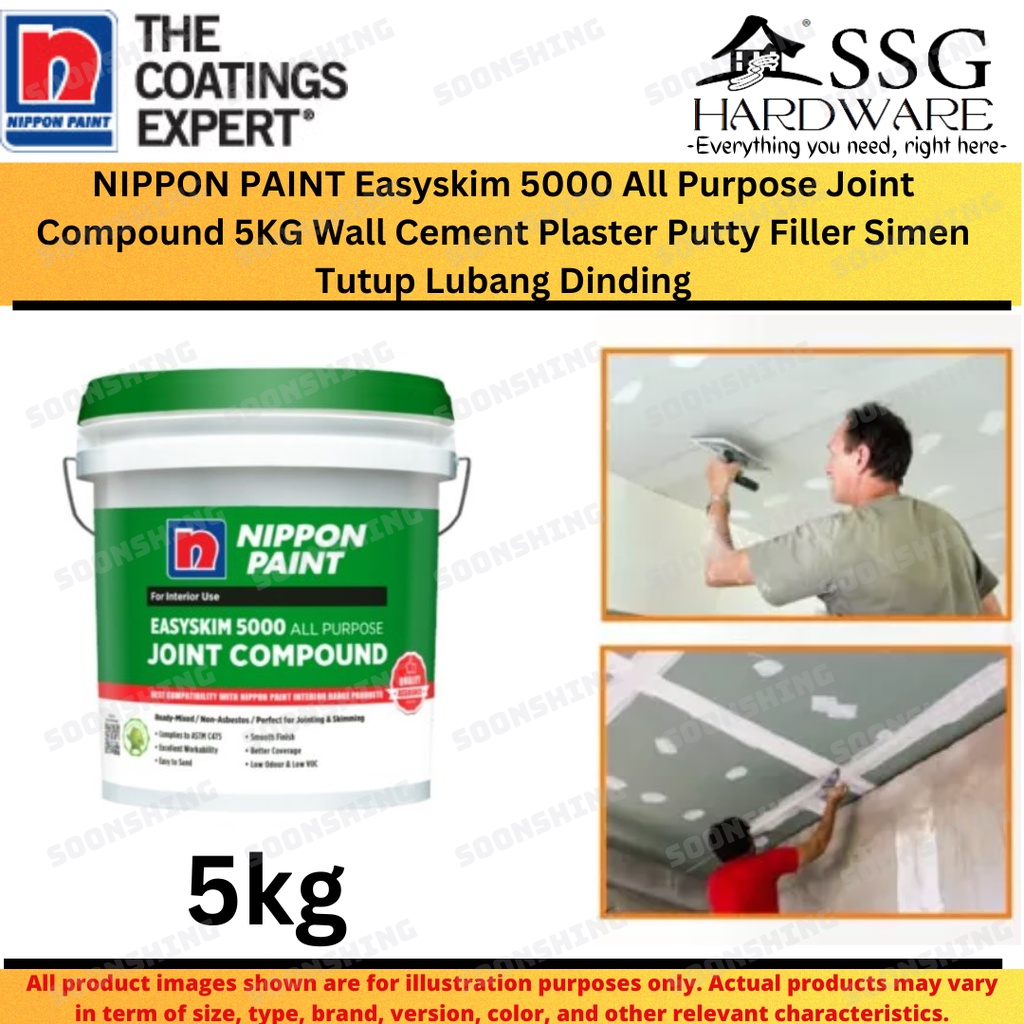 NIPPON PAINT Easyskim 5000 All Purpose Joint Compound 5KG Wall Cement ...