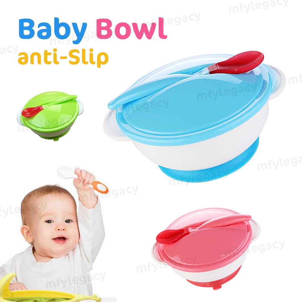 🎀READY STOCK🎀 Baby Tableware Bowl with Spoon Temperature Detection Baby ...
