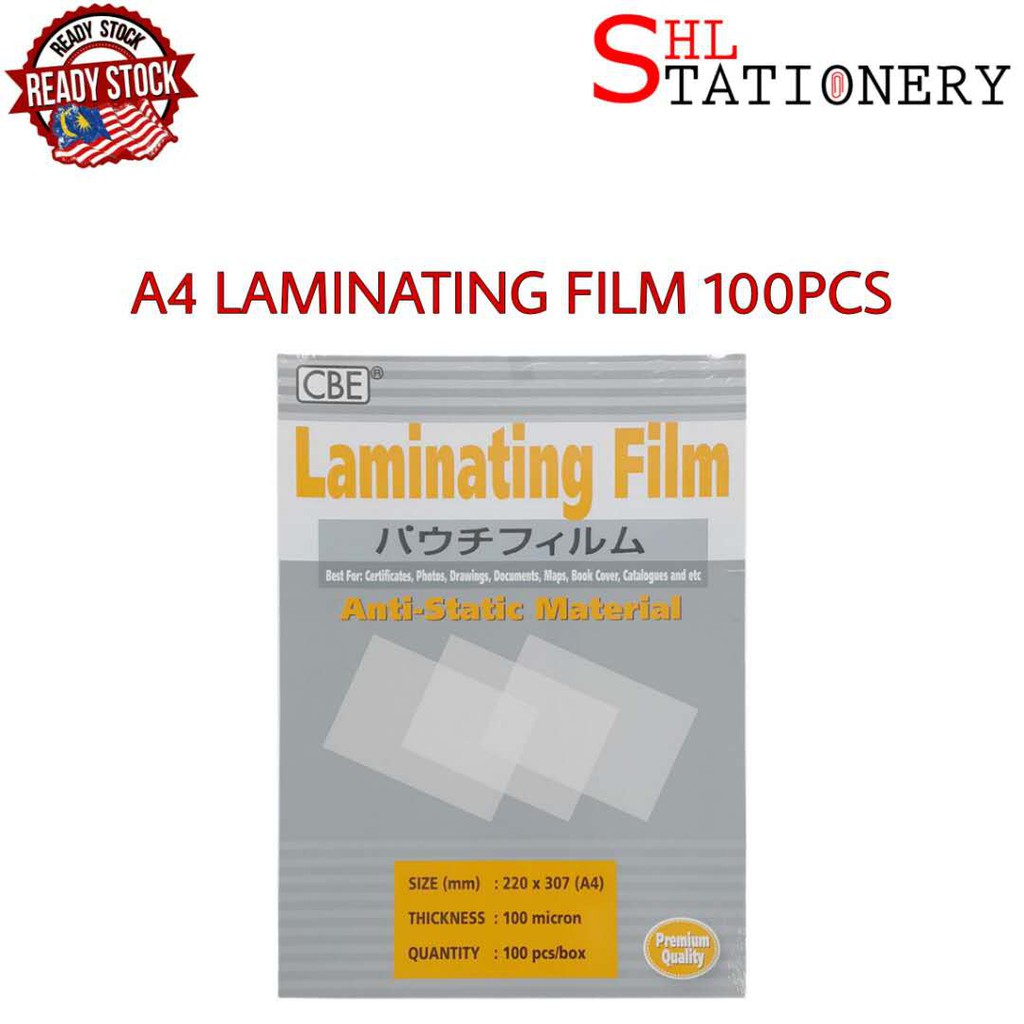 CBE A4 Laminating Film 220mm x 307mm 100pcs 100 micron / Laminate ...