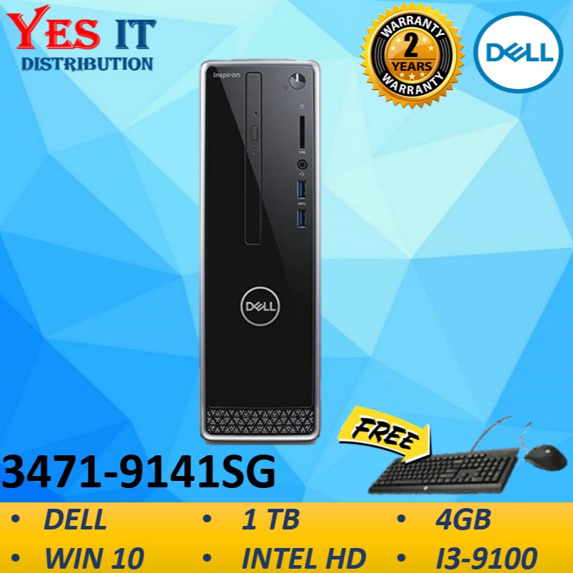 Dell Inspiron 3471-9141SG Small Tower Desktop (Intel I3 9100/4GB/1TB ...