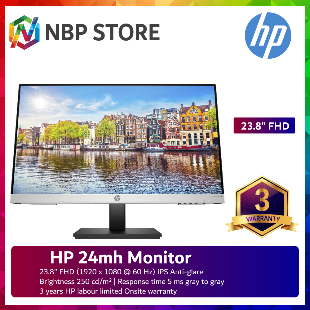 HP 24mh 23.8'' FHD 75Hz Flat Monitor ( VGA, HDMI, DP, 3 Yrs Wrty ...