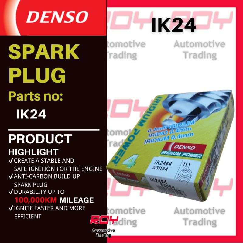 IK24 Denso Original Iridium Spark Plug Turbo Engine Toyota Mitsubishi Mivec Turbo Proton ...