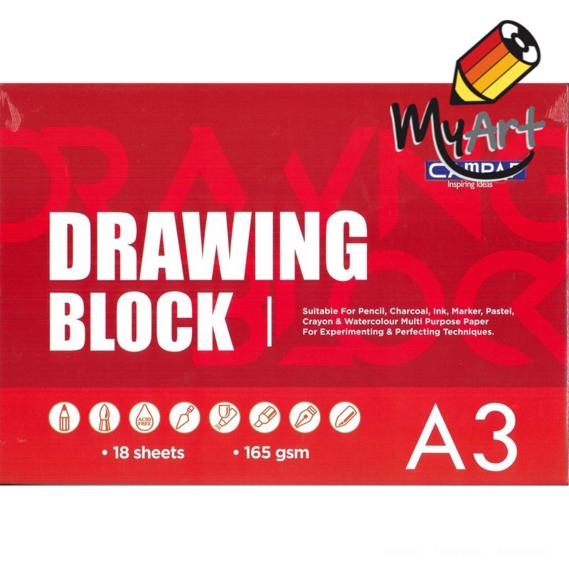 MyArt Campap A3 Drawing Block 165gsm/18 sheets CA3645 | Shopee Malaysia