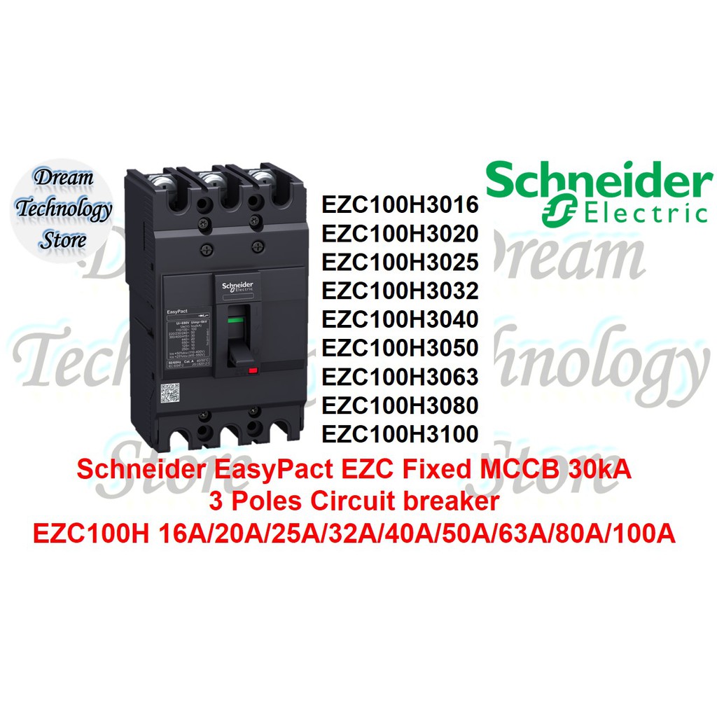SCHNEIDER MCCB Breaker, EasyPact EZC100H, 3P, 100A, 30kA, 55% OFF SCHNEIDER MCCB Breaker, EasyPact EZC100H, 3P, 100A, 30kA, 55% OFF