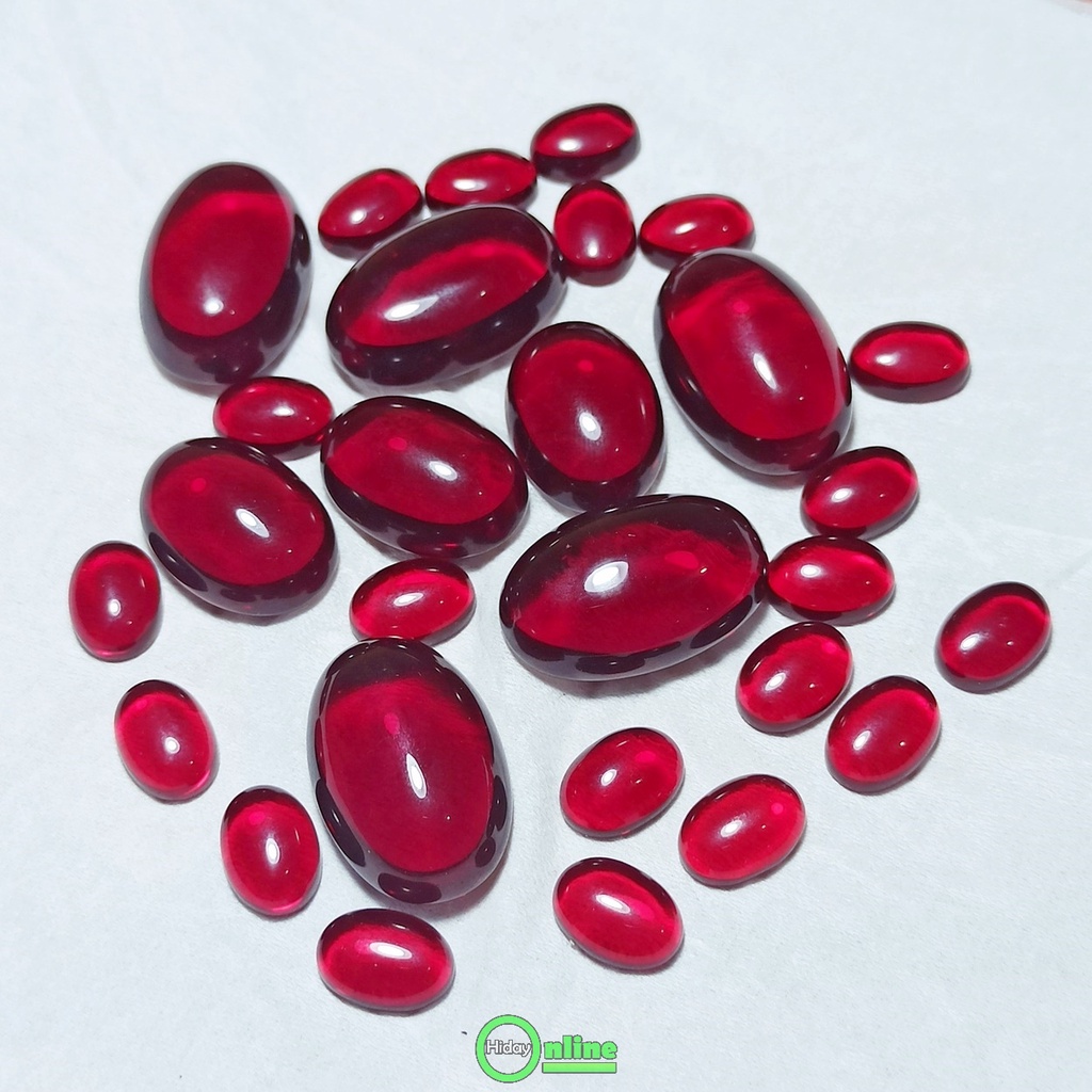 MERAH SIAM RED STONE SIEM RED/ OVAL CABOCHON POMEGRANATE RED/ | Shopee ...