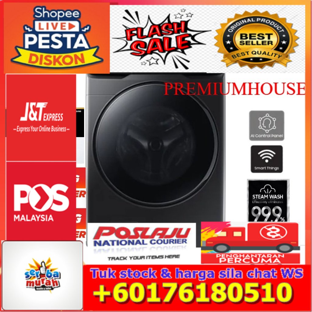 Promosi Super Big Sale Samsung Washer Dryer WD21T6500GV Front Load 21KG / 12KG WD21T6500GV/SP AI ...