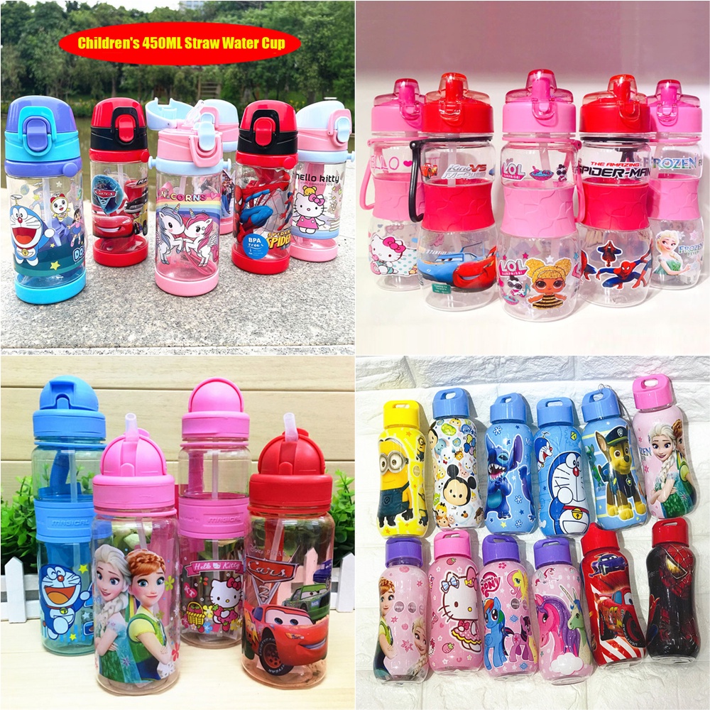450ml cartoon cup water bottle portable water cup with straw kettle ...