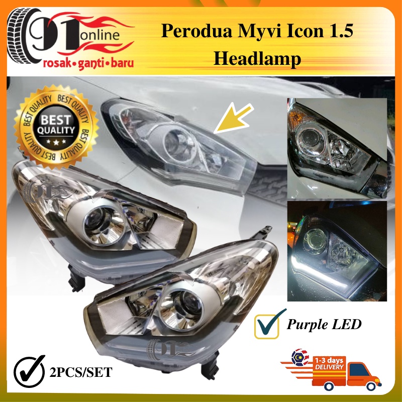 Perodua Myvi Icon SE 2015-2017 Head Lamp Light Lampu Depan with LED ...