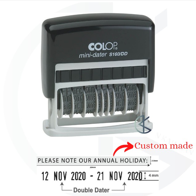 COLOP Printer Line S160/DD Self-Inking Custom Made Double Dater / Date Stamp Chop / Numbering ...
