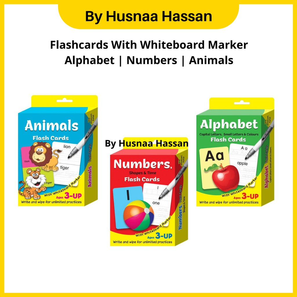 Flashcard With Whiteboard Marker - Alphabet, Numbers, & Animals ...