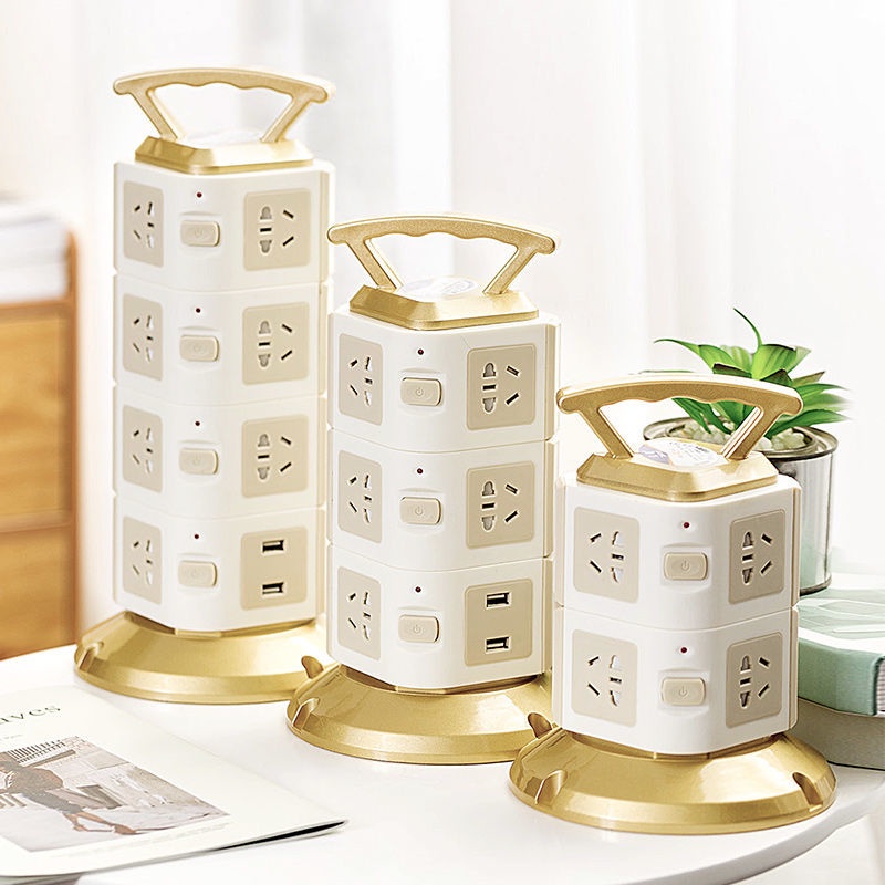 Genuine Tower Type Vertical Socket Board Household Multifunctional usb Power Strip Porous Rubik ...