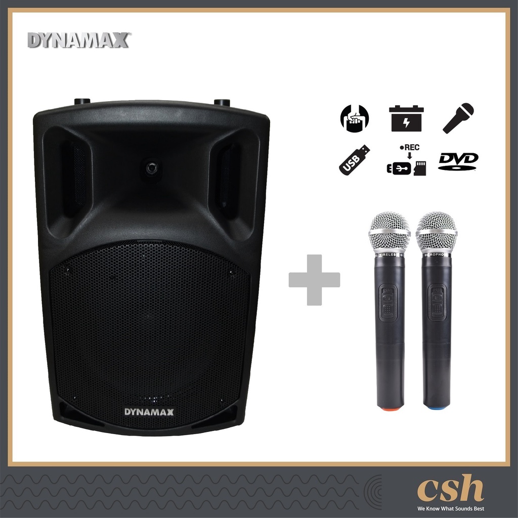 DYNAMAX PRO30B 12” Portable Active Speaker System (Bluetooth & DVD ...
