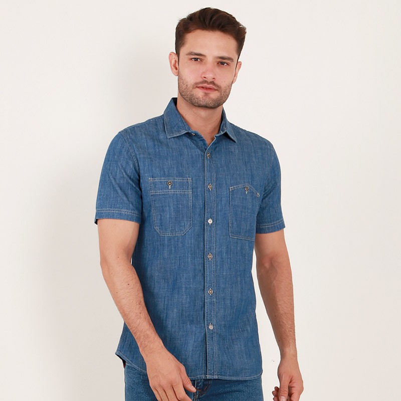 KEMEJA Edwin JEANS - AYAKO 02 Men's Casual DENIM JEANS Shirt Short Sleeve Tops Top Man Shirt ...
